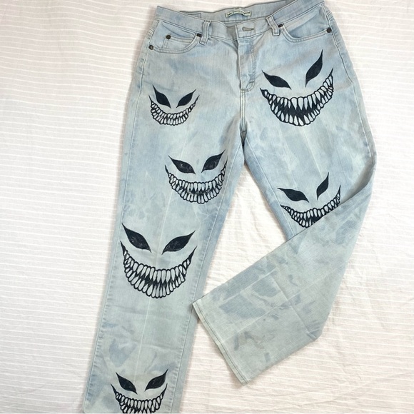 Lee | Jeans | Custom Painted Demon Smile Acid Washed Jeans | Poshmark